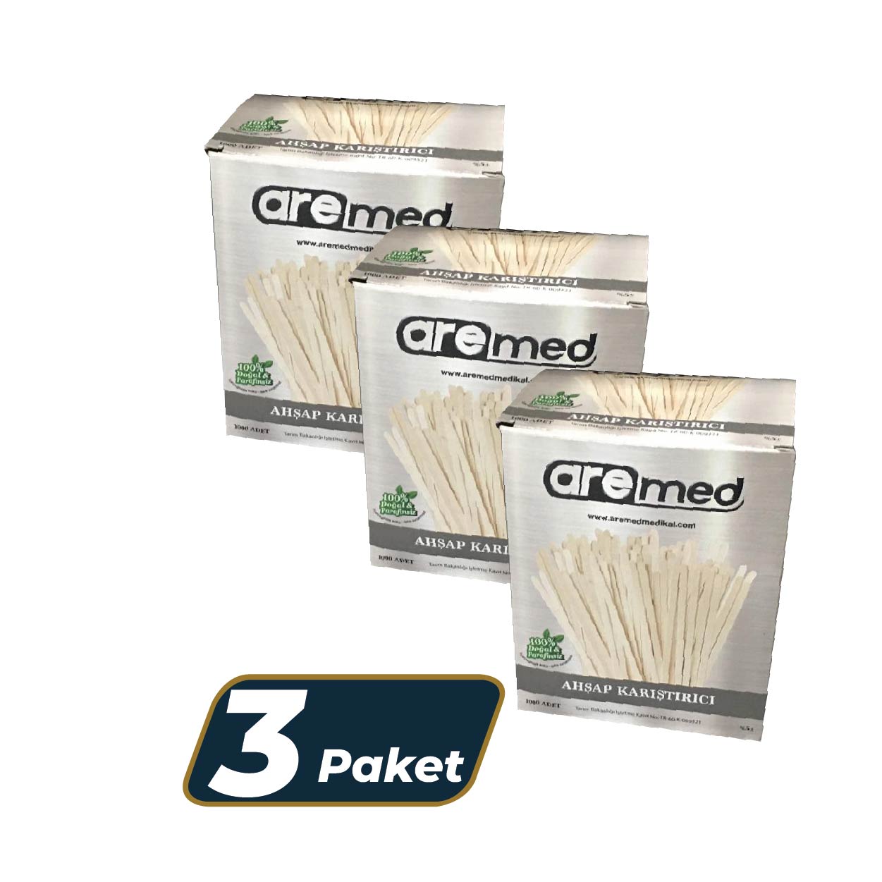 Aremed Tahta Karıştırıcı 11 cm 1000'li Paket - 3 Adet | OfisMaster