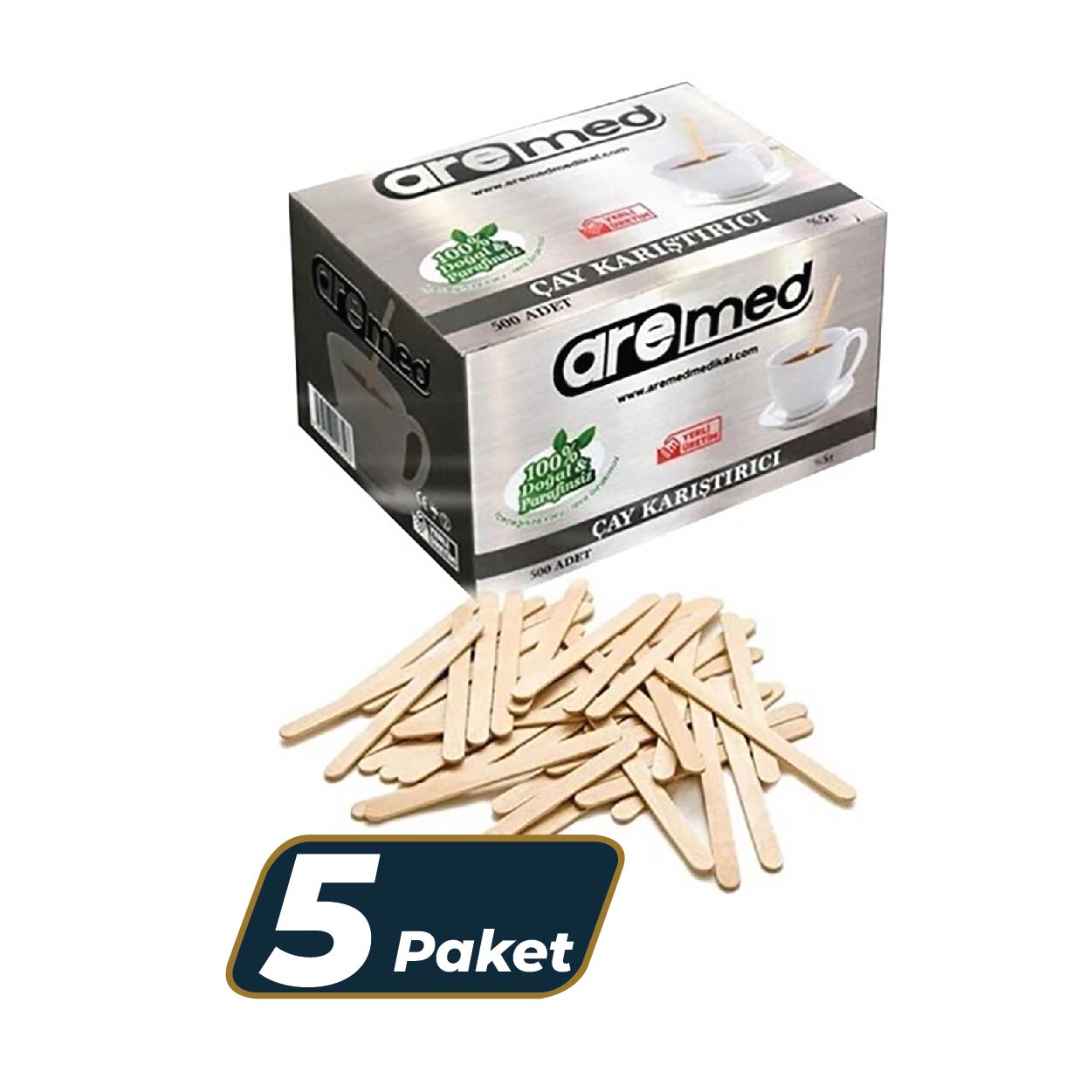 Aremed Tahta Karıştırıcı 11 cm 400'lü Paket - 5 Adet | OfisMaster