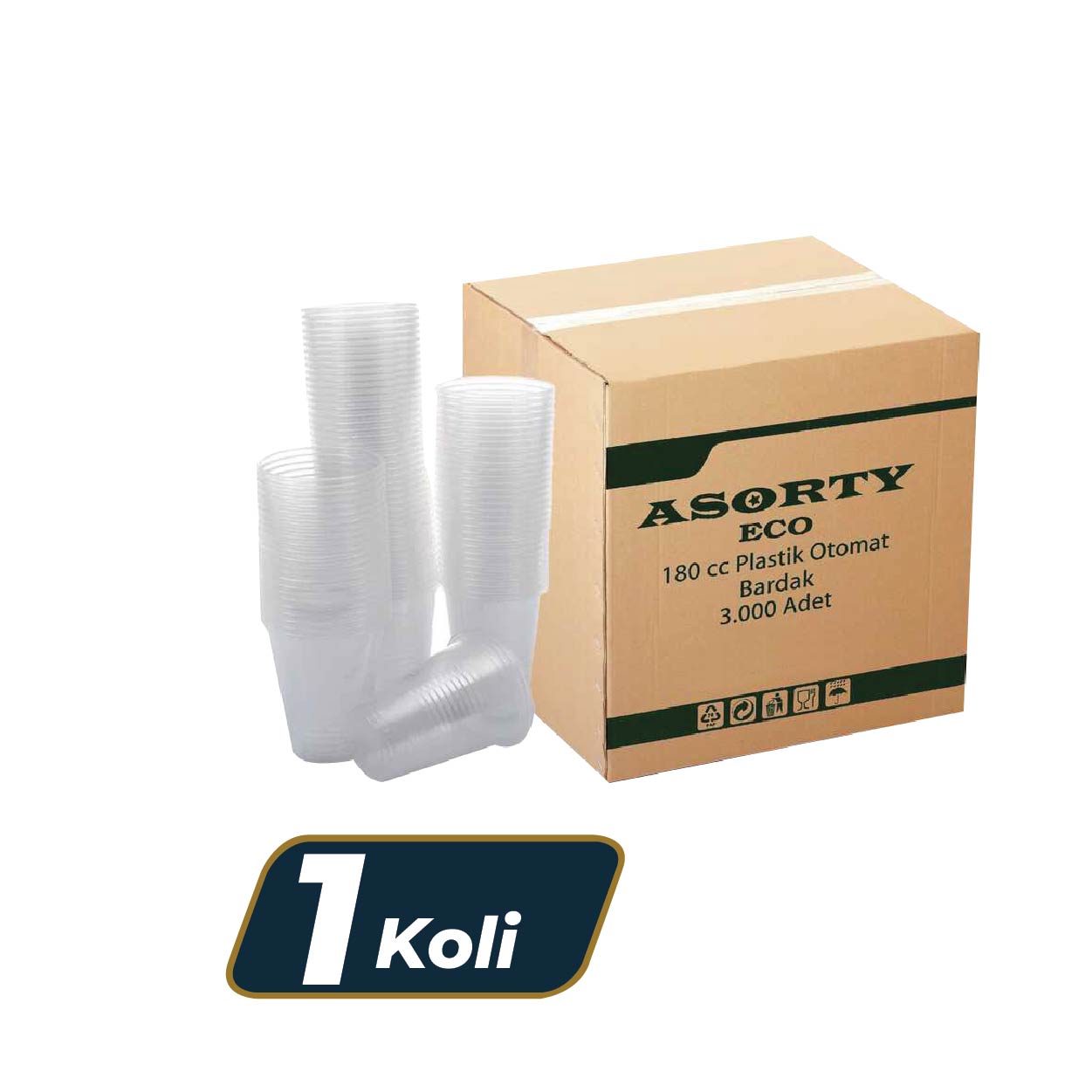 Asorty Plastik Bardak 180 cc - 3000 Adet - 1 Koli | OfisMaster