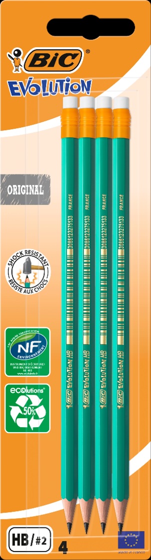 Bic Evolution 655 HB Silgili Kurşun Kalem Blister 4'lü Set | OfisMaster